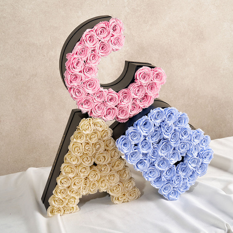 Floral Letter M in Flowers with Eternity Roses | Venus et Fleur